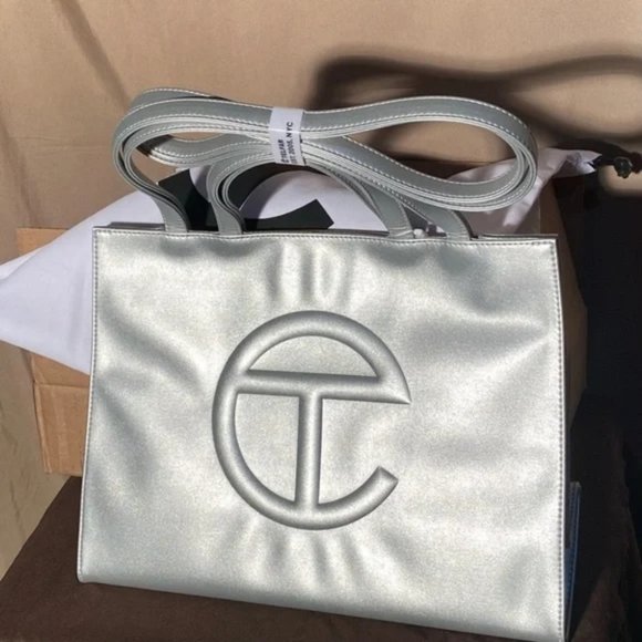 Telfar | Bags | Authentic Telfar Medium Silver Shopping Bag | Poshmark
